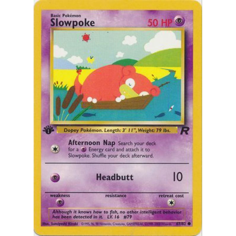 Genuine Pokemon TCG Card Slowpoke - 67/82 - Common 1st Edition Team ...