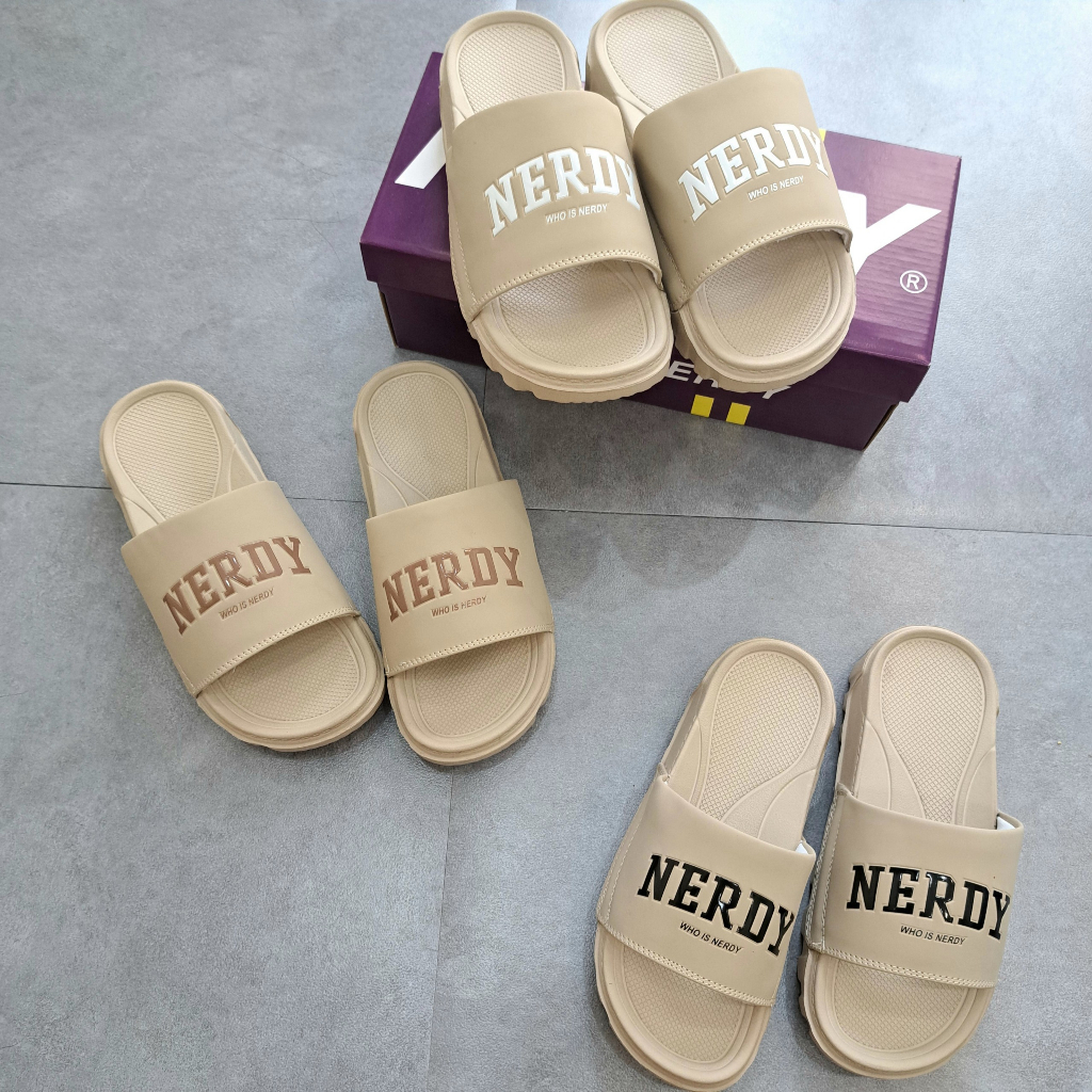 (New Model Nerdy) Nerdy NERRDY Slippers With Horizontal Strap And Flat ...