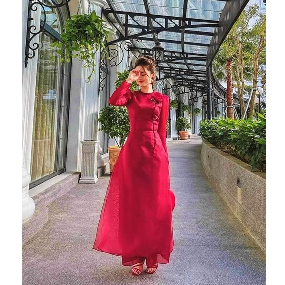 All colors of ao dai model CNY with floral collar and youthful puff ...