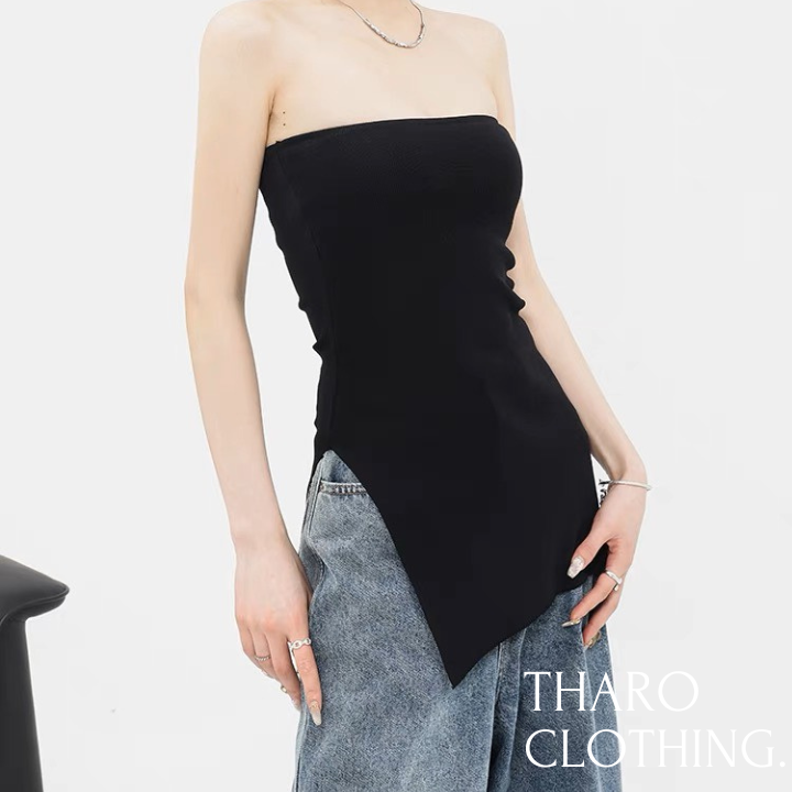 HQ Ribbed, Slanted Tube Top - Tharo Clothing [AO00119] | Shopee Malaysia