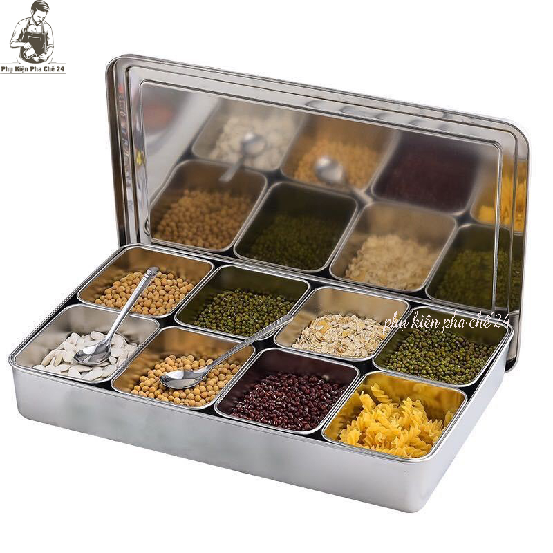 Stainless Steel Spice/Topping Tray with Lid (Free Plastic Spoon ...