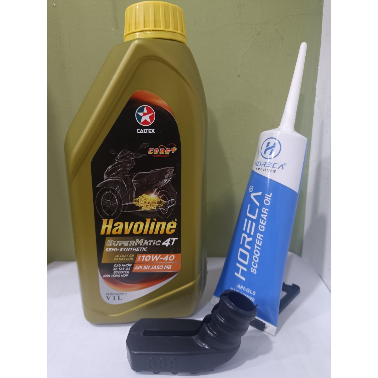 (KM Rubber Foot Cover) Havoline Super Semi Scooter Oil Combo 1L 10w40 ...