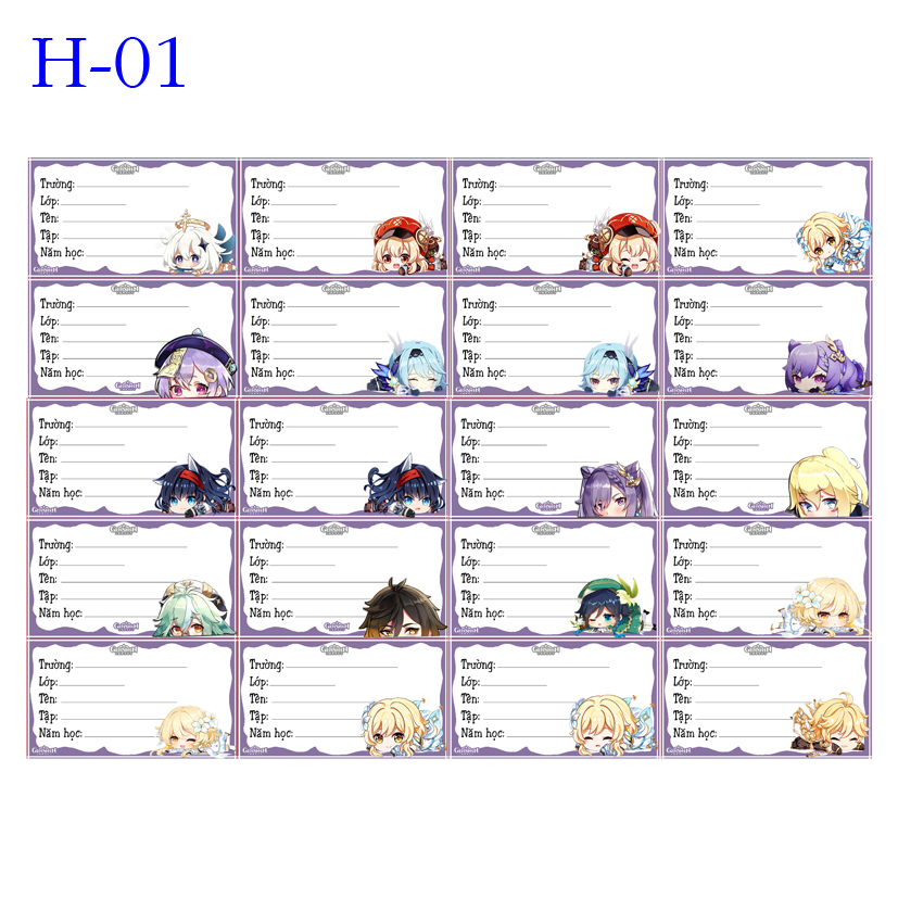 Gemshin Impact notebook labels (1 set of 20 notebook labels) | Shopee ...