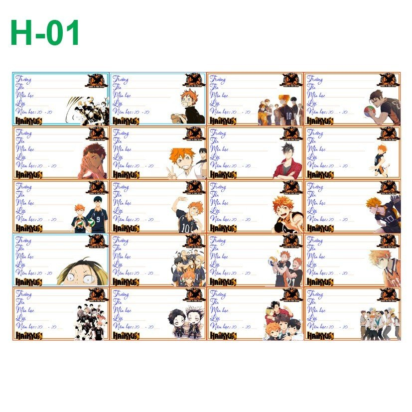 Haikyuu notebook labels (1 set of 20 notebook labels) | Shopee Malaysia