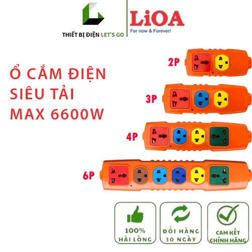 Original Box of LiOA Super Load Power Socket 2 Holes, 3 Holes, 4 Holes, 6 Holes Cord Length 3/5m ...