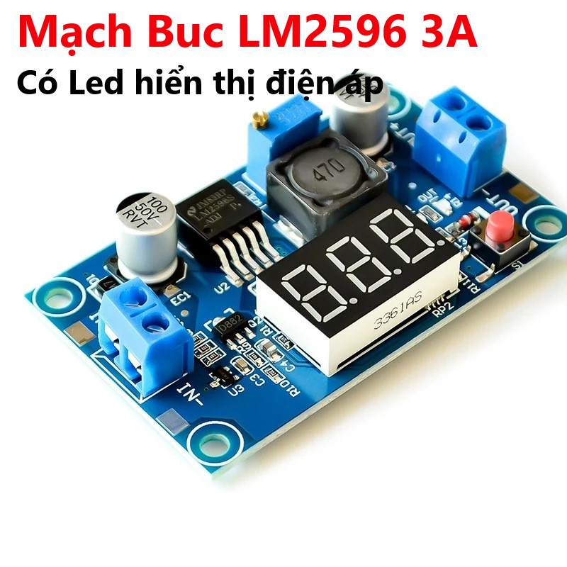 Buck DC-DC LM2596 3A low voltage circuit (Input 4-35VDC Output 1-30VDC) With Led voltage display ...