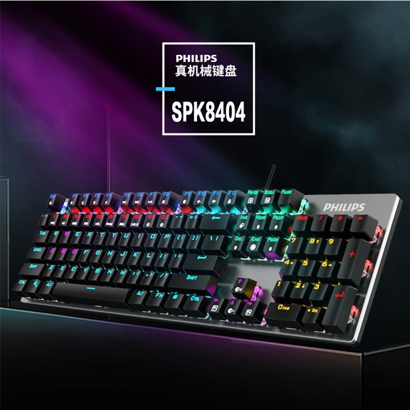 Philips SPK8404 LED RGB Gaming Blue Switch Mechanical Keyboard ...
