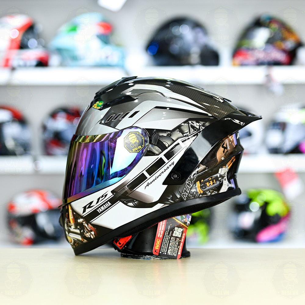 Roc 08 Full-Face Helmet With 2 Glasses Stamped Yamaha R15 decal ...