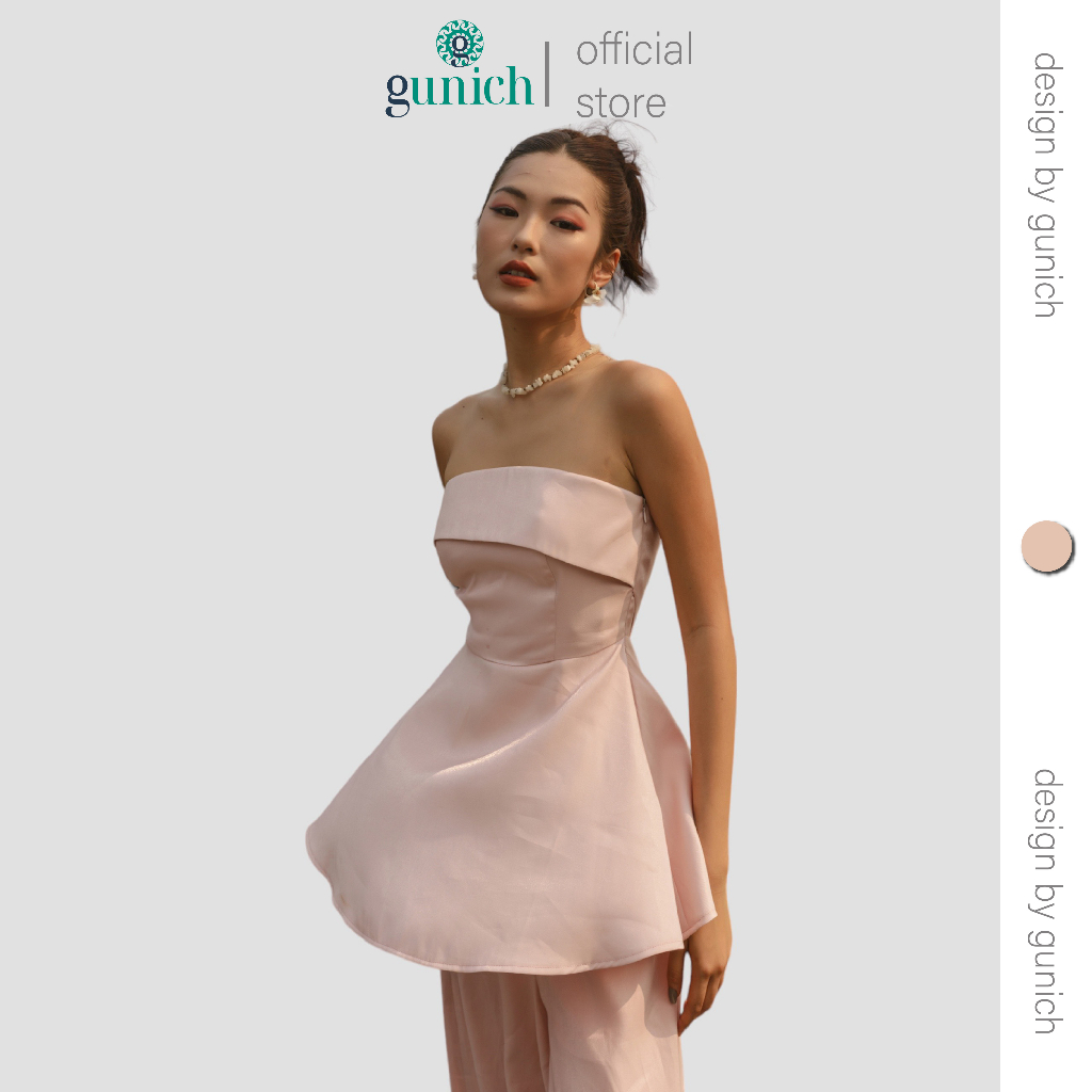 Gunich light pink off-the-shoulder peplum shirt | Shopee Malaysia
