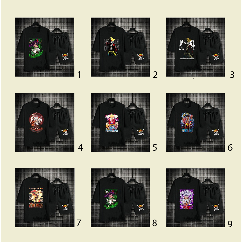 13 models of One Piece Luffy Cartoon Fish Summer Clothes Set | Shopee ...