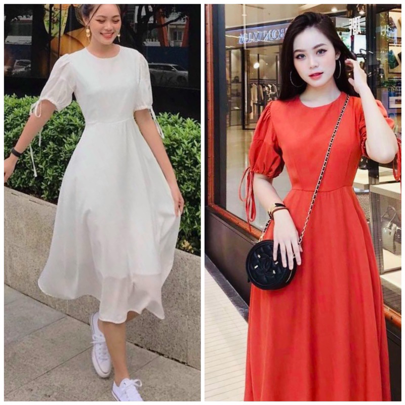 Basic round neck dress with 2 colors long form (with real pictures ...