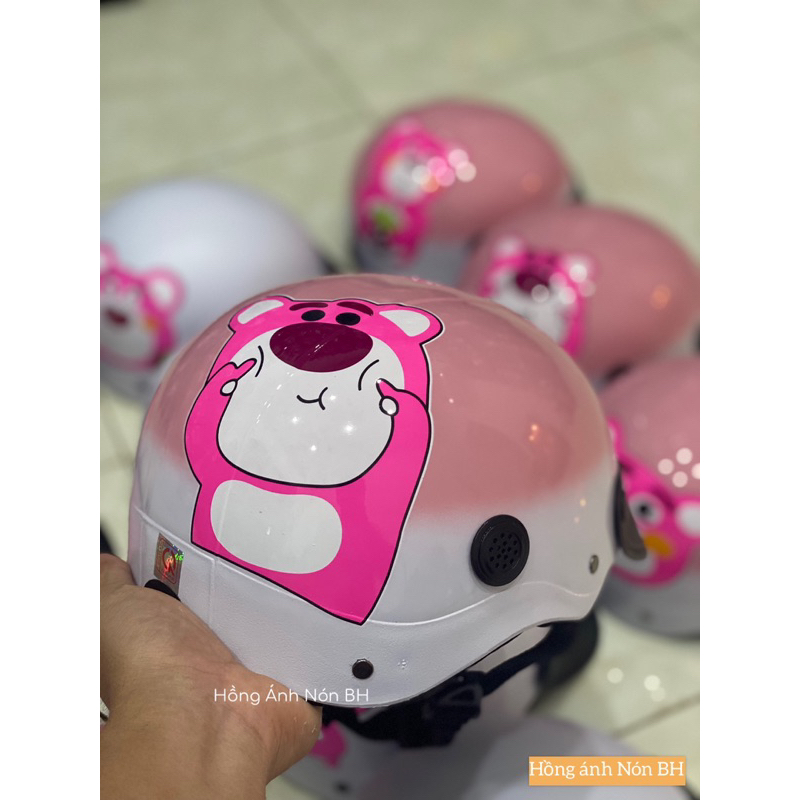 Super cheap brown bear strawberry paint helmet (shop photo) | Shopee ...