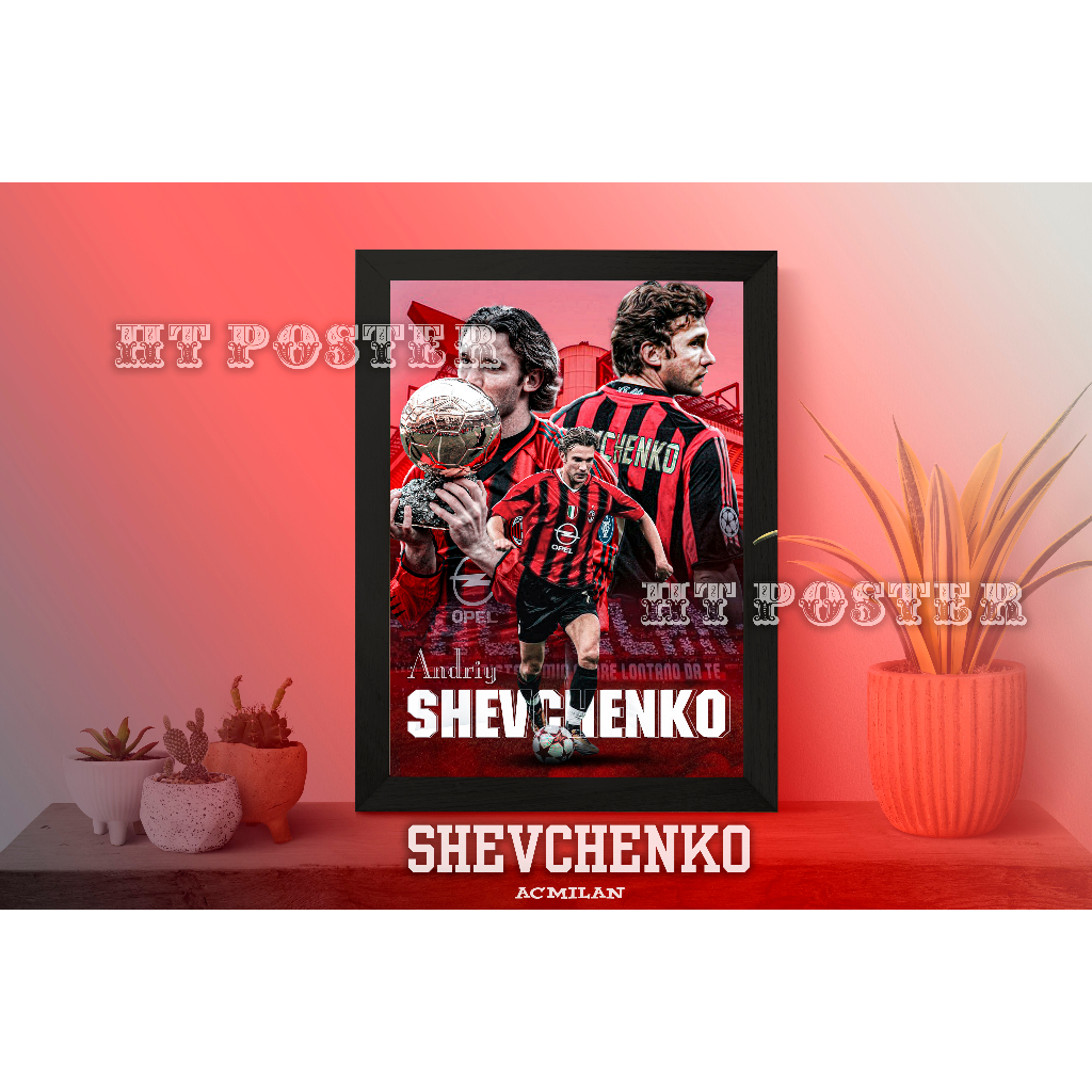 Shevchenko poster photo frame in AC Milan shirt color includes 2 sizes ...