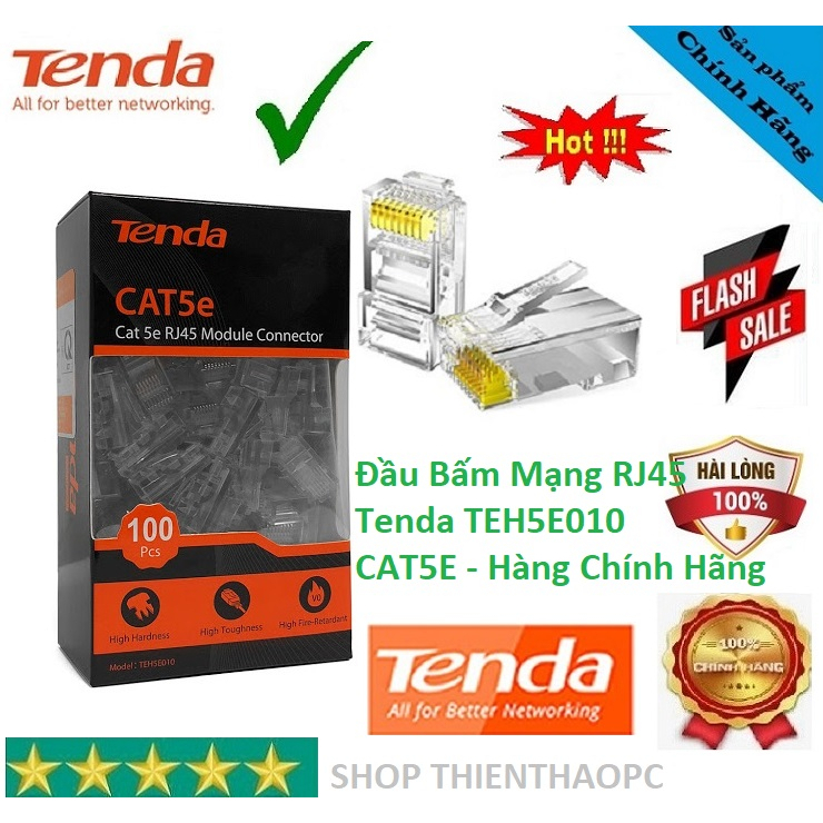 Tenda TEH5E010 RJ45 CAT5e Network Switch Box of 100 Nuts, Genuine ...