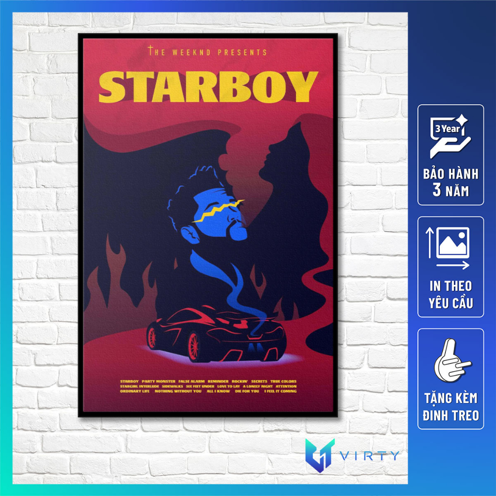 Singer THE WEEKND wall painting with composite frame VIRTY Canvas ...