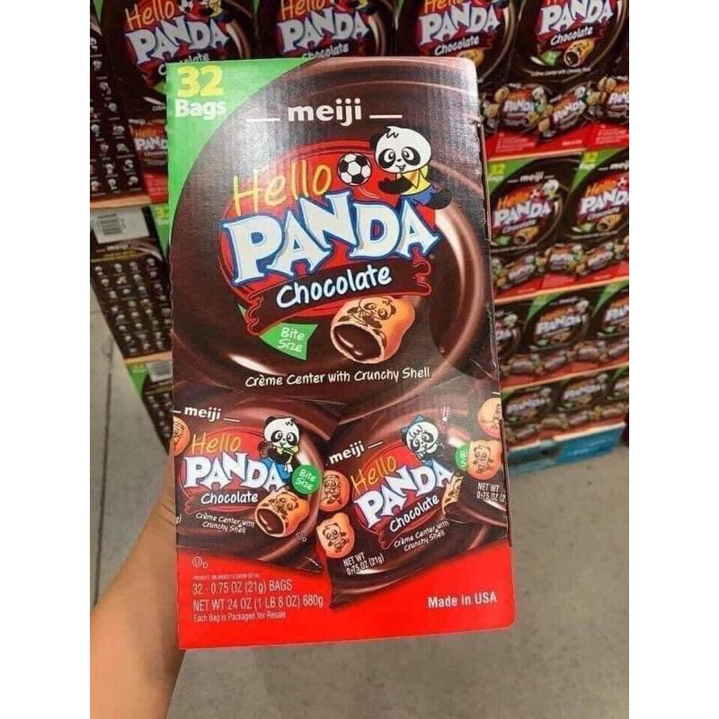 (12 / 2024) MEJI HELLO PANDA Bear Cake Filled With Us CHOCOLATE Cream ...