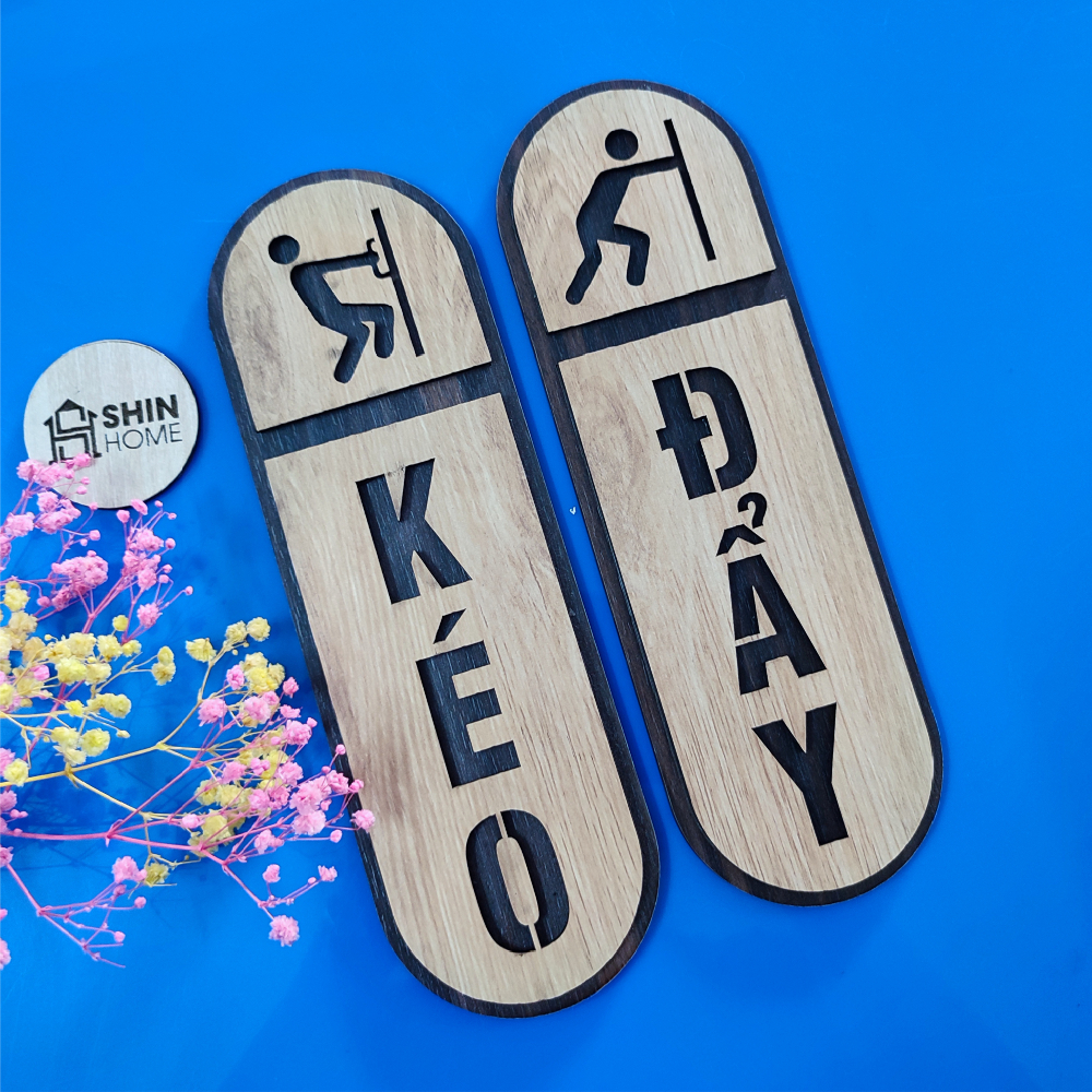 Plywood push-pull panel with instructions for opening doors, classy and ...