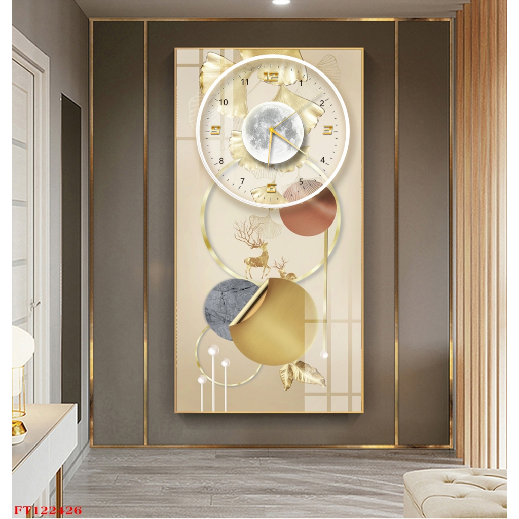 Oha Decor Art Mirror Wall Clock Painting of Deer and Moon | Shopee Malaysia