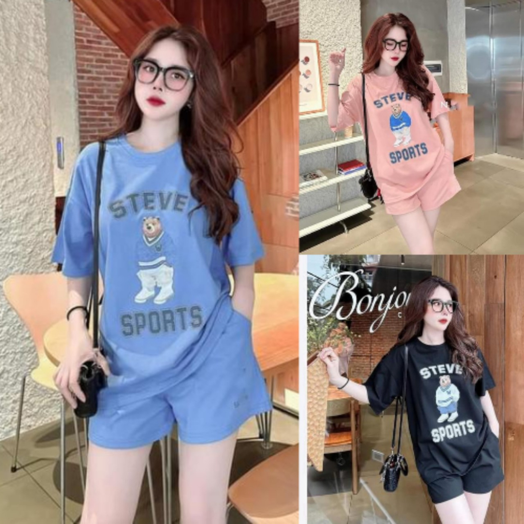 Women's home wear Shorts set of big size summer cotton sports clothes ...