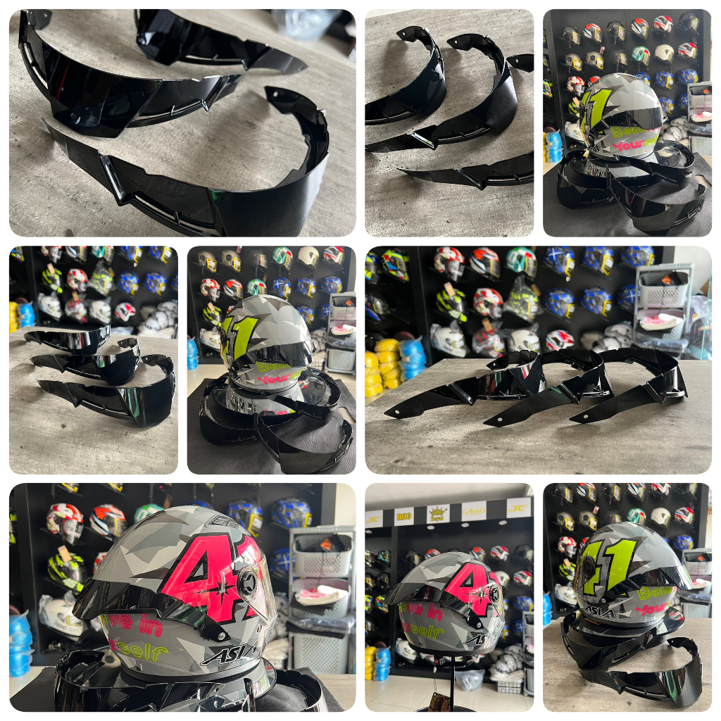 Helmet spoiler decorated with full face helmet - 3/4 - Screws included ...