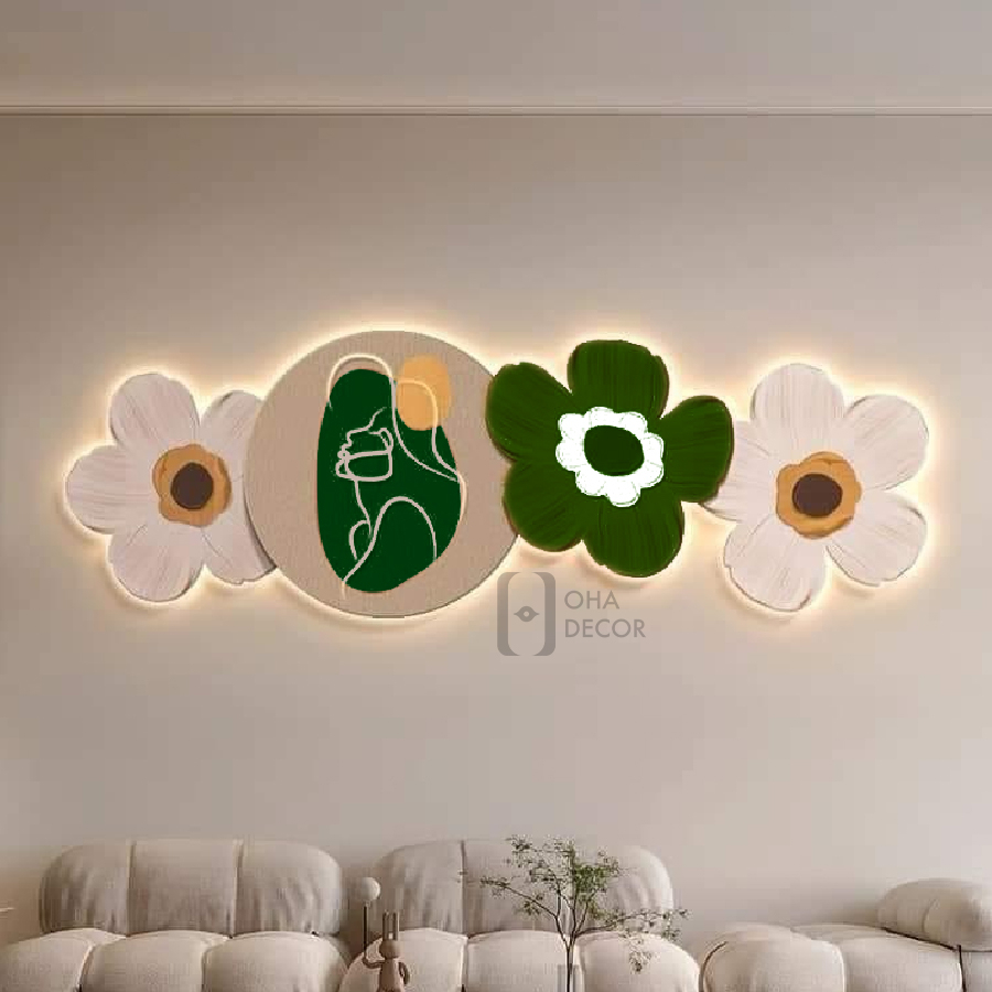 High Quality 3D LED Mirror Wall Painting Girl and Flower Home ...