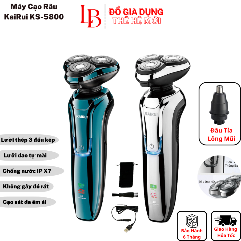 Kairui KS-5800 4d shaver, IPX7 waterproof 3 in 1 multi-function nose ...