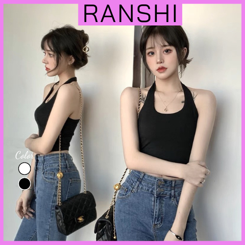 Sexy body-hugging halter neck crop top RA046 (NEW MODEL) | Shopee Malaysia