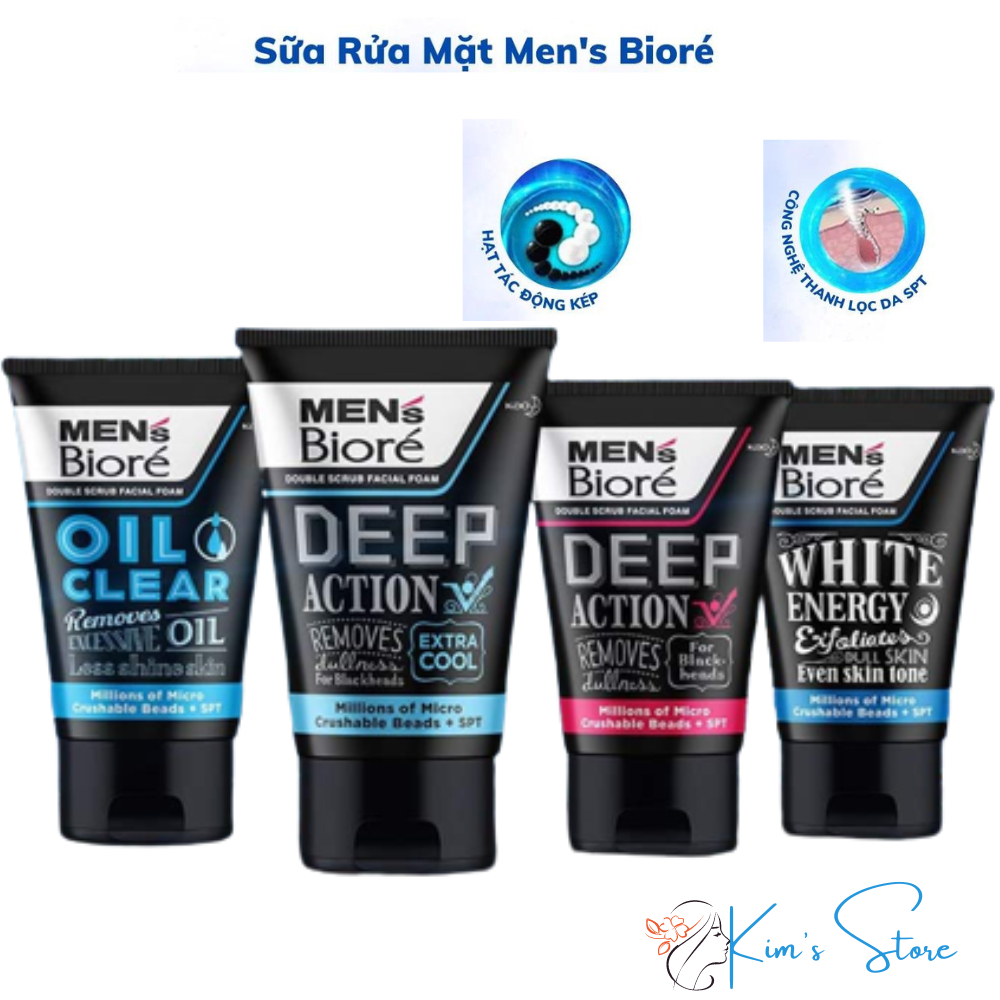 Biore Men Double Scrub Facial Foam Deep Action srm BIOREMen 100g ...