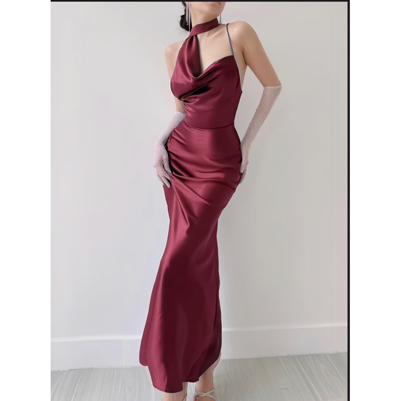 Luxury Design Fishtail Silk Party Dress - Flattering Backless Fishtail ...