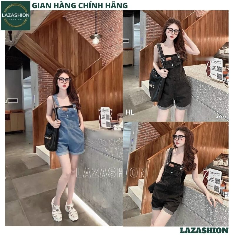 Korean fashion wide-leg short chest pocket denim overalls, 2-color ...