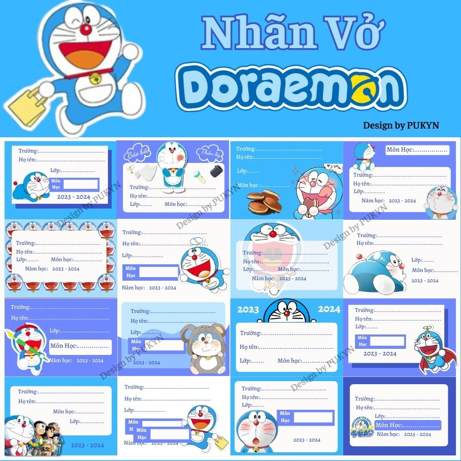 Doraemon notebook labels 16 super cute cheap custom printed labels ...
