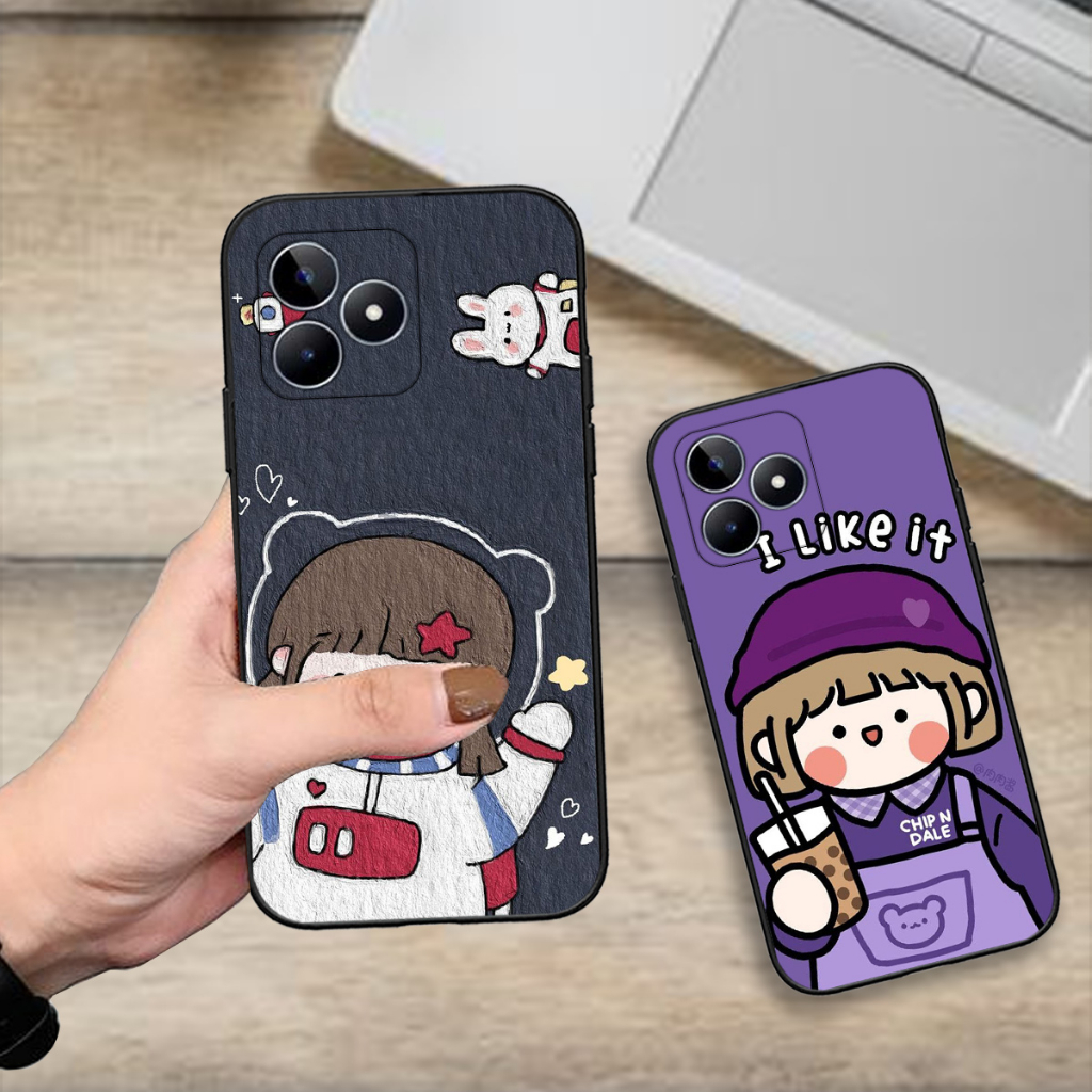 Realme C53 case with cute roro jump bear print at cheap price | Shopee ...