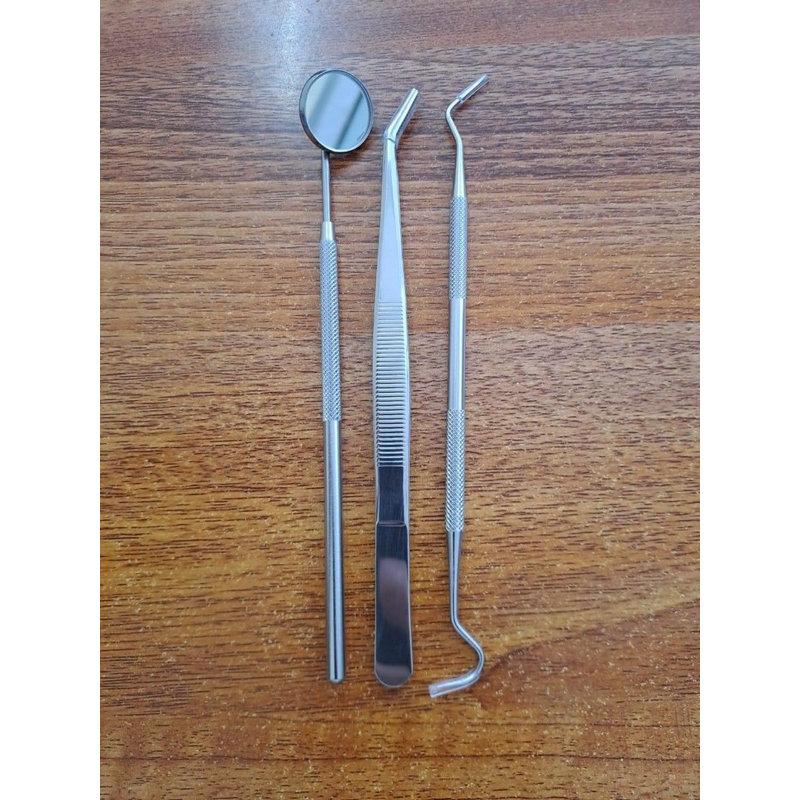 4-piece examination set (with separate stickers, tongs, mirror handle ...
