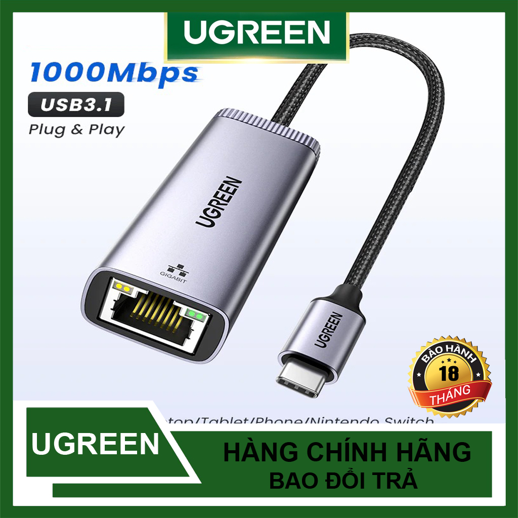 Genuine Ugreen 40322 CM483 Premium USB Type C to Rj45 Lan 1000Mbps Cable, For Laptop Smart Phone ...