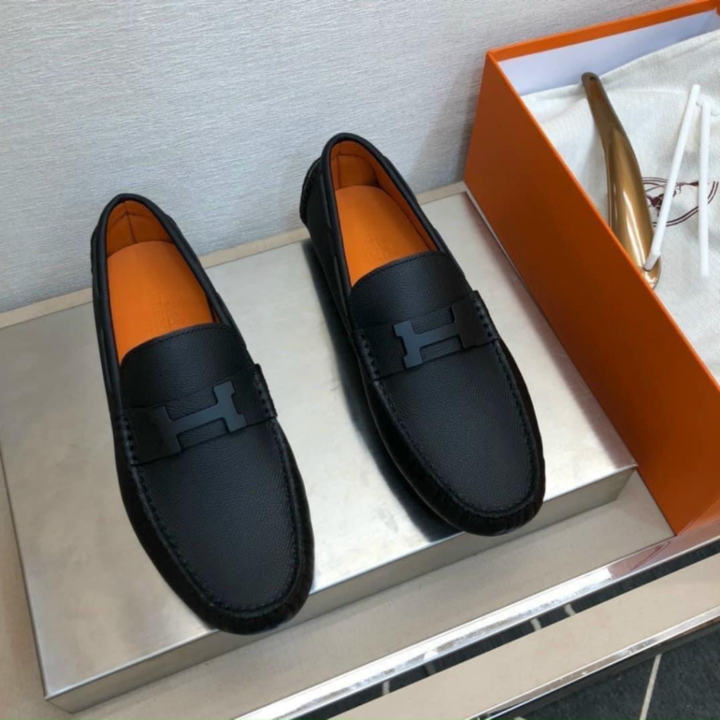 [ Voucher -35% ] Hermes moca shoes Matte black tag H black LA 1-1 on ...