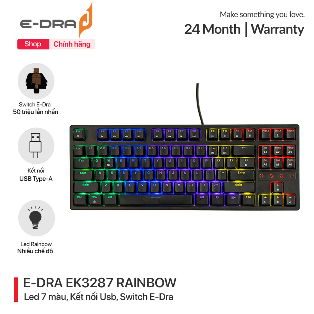E-dra EK3287 wired mechanical gaming keyboard - Led Rainbow - E-dra ...