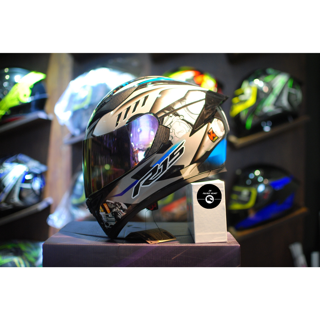 Fullface Royal m138 helmet (genuine) Yamaha R15 silver blue | Shopee ...