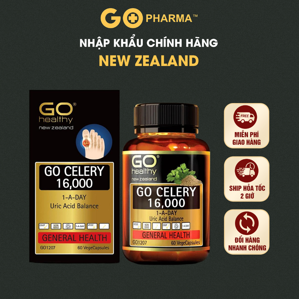 GO Healthy GO CELERY 16000 New Zealand Gout Pills help reduce uric acid ...