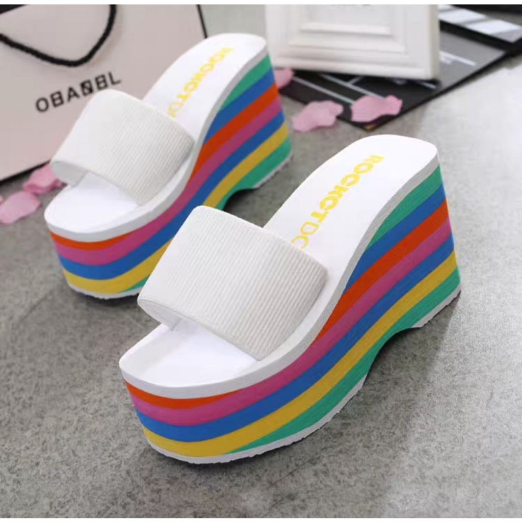 Horizontal Strap Wedge Rainbow Pattern | Shopee Malaysia