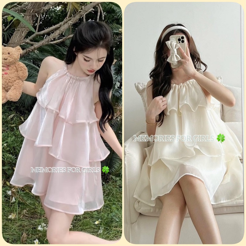 Double-layer DRESS WITH 2-LAYER COLLAR LIGHT SILK 3-LAYER SHINY DRESS ...