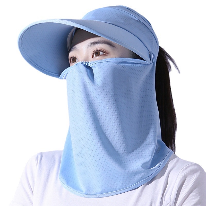 Wide Brim Anti-UV Baseball Cap WITH FACE AND NECK MEMBRANE | Shopee ...