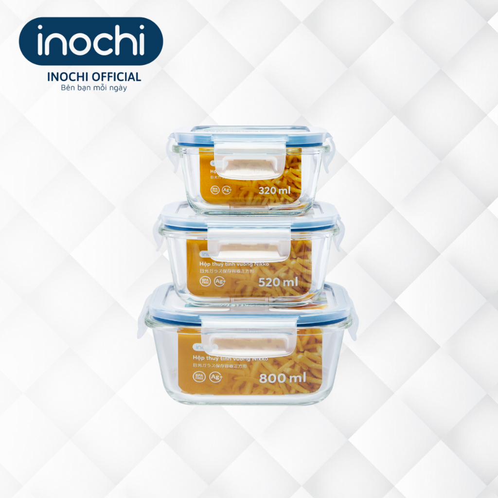 Nikko Inochi square glass box (with compartment) | Shopee Malaysia