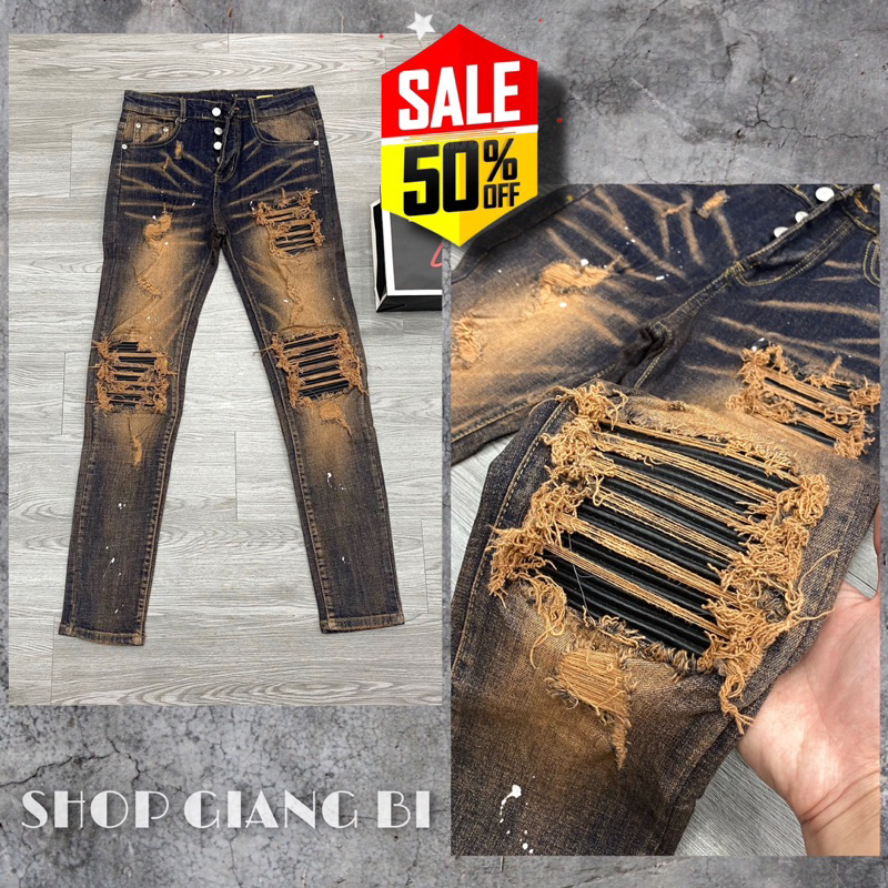 Dirty Street boy jeans with black, wrinkled skin wash tassels, amiri ...