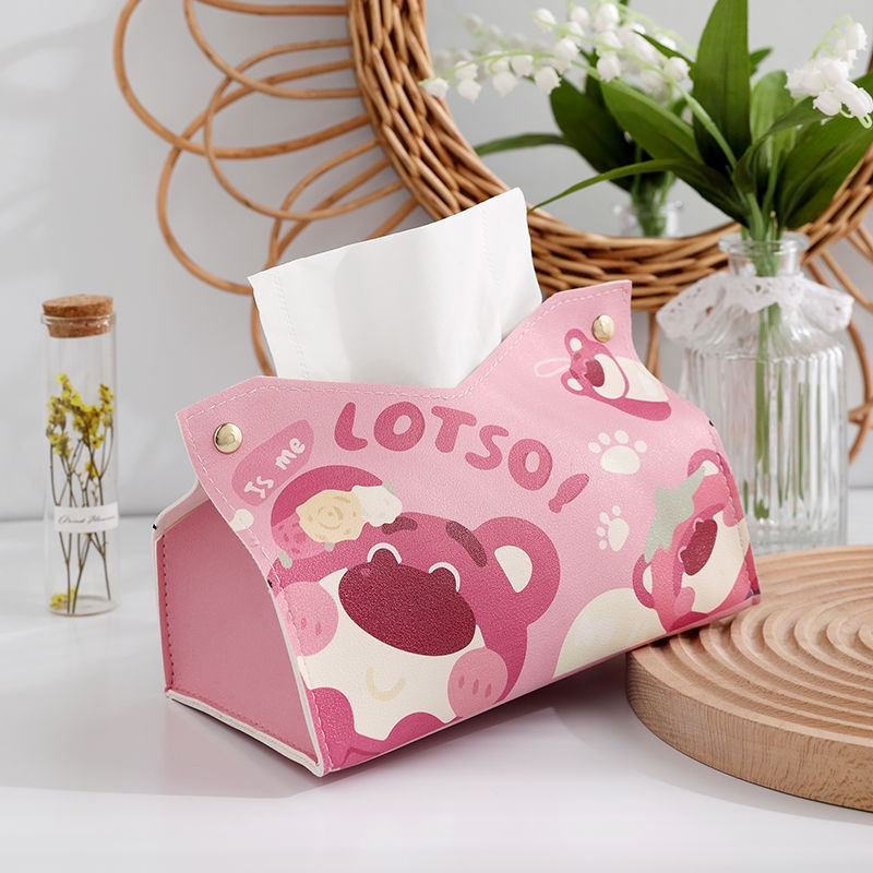 Cute Pink Lotso Bear Soft Leather Tissue Box | Shopee Malaysia