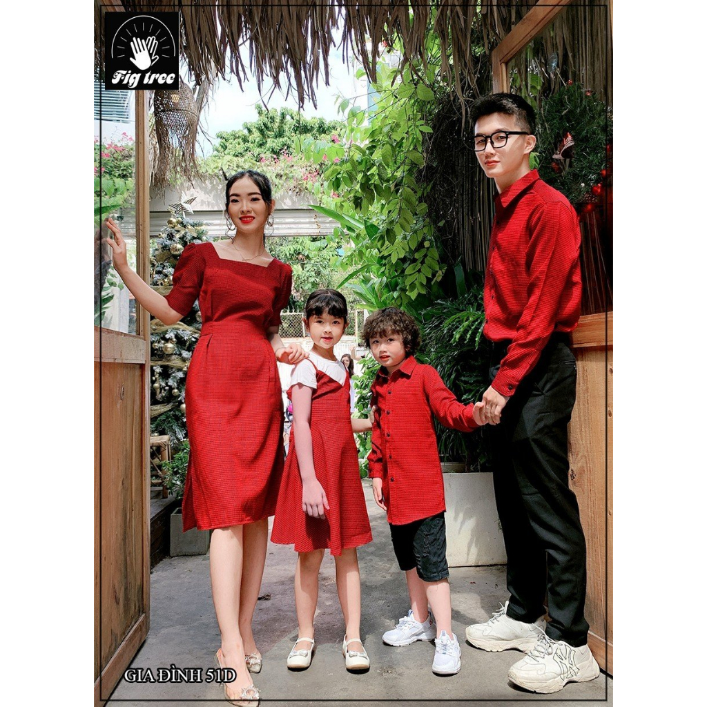 Fig Tree Caro Red Family Uniform for Children's Family Party, Family ...