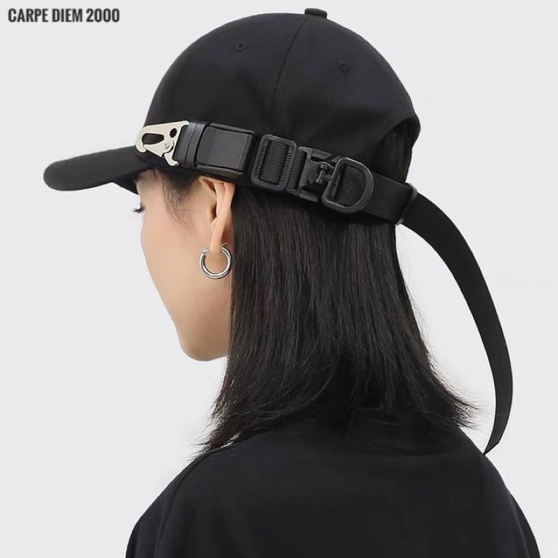 Techcore strap Cap - techwear style black baseball Cap with high ...