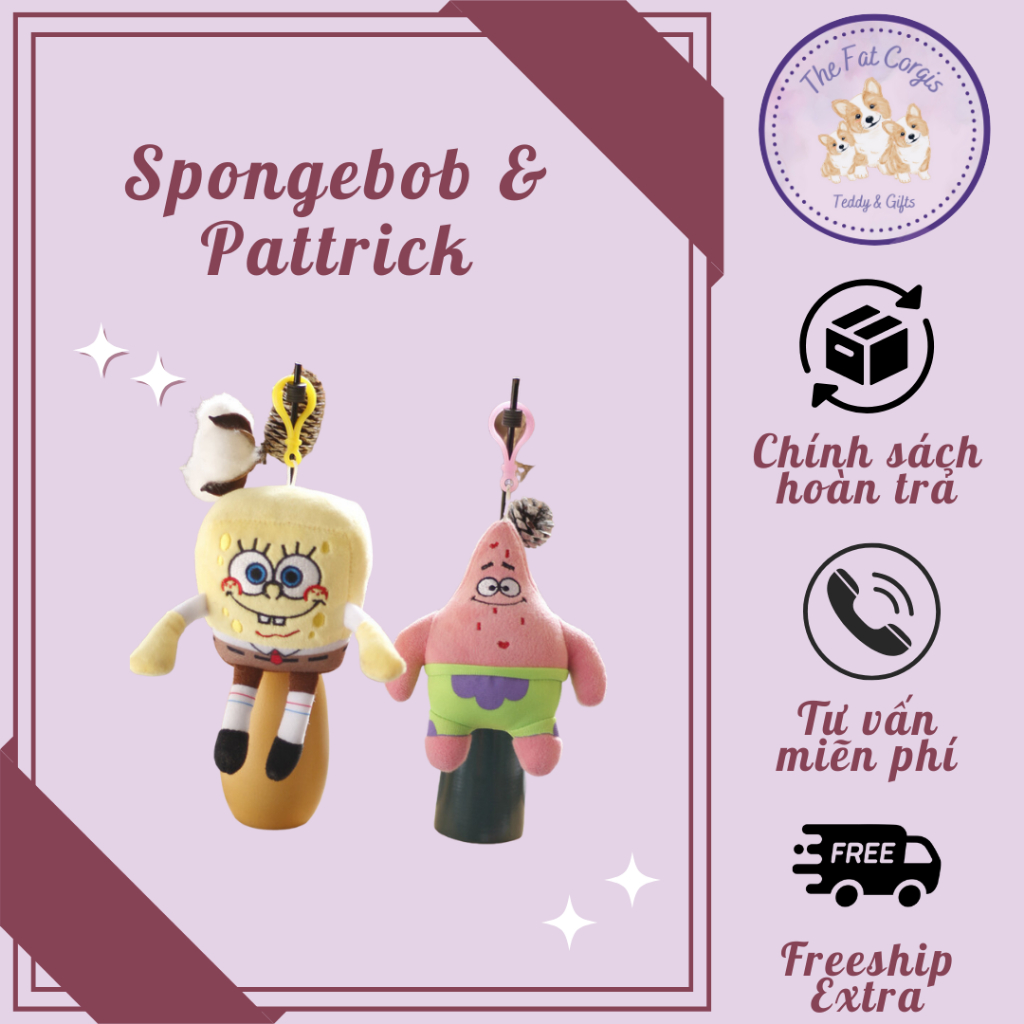 Spongebob Pattrick starfish teddy bear keychain | Shopee Malaysia