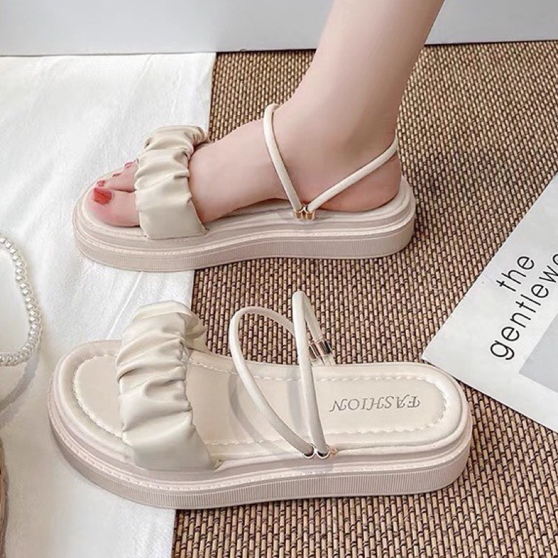 School Sandals With Flat Soles And Ruffles For Women Code 56 | Shopee ...