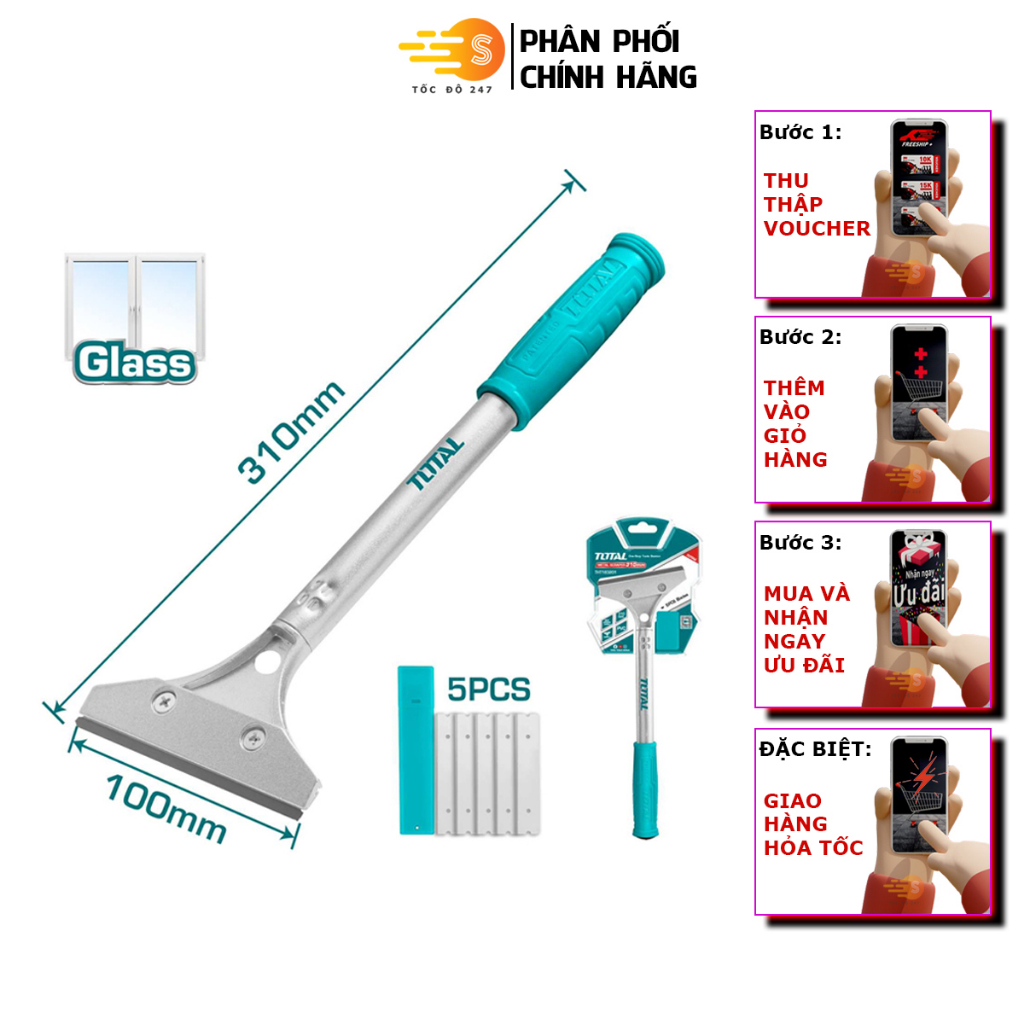 Metal paint scraper with 6 blades TOTAL THT183201 - Aluminum alloy ...