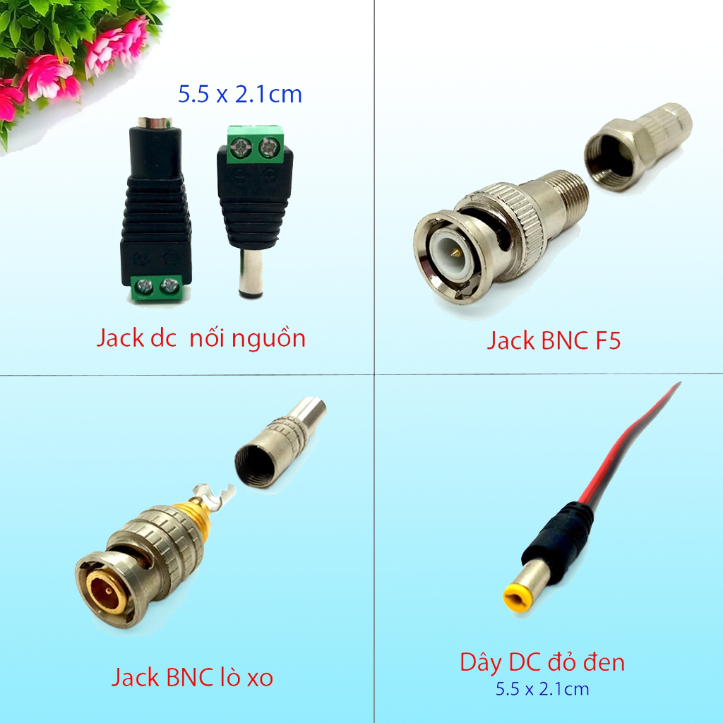 XO Spring BNC Jack, BNC F5 Jack, dc, male and female dc Jack, dc wire connecting power and ...
